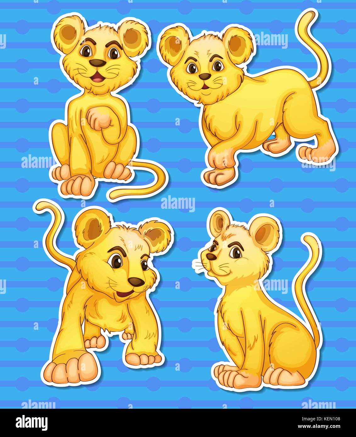 Illustration of lion cubs set Stock Vector Image & Art - Alamy