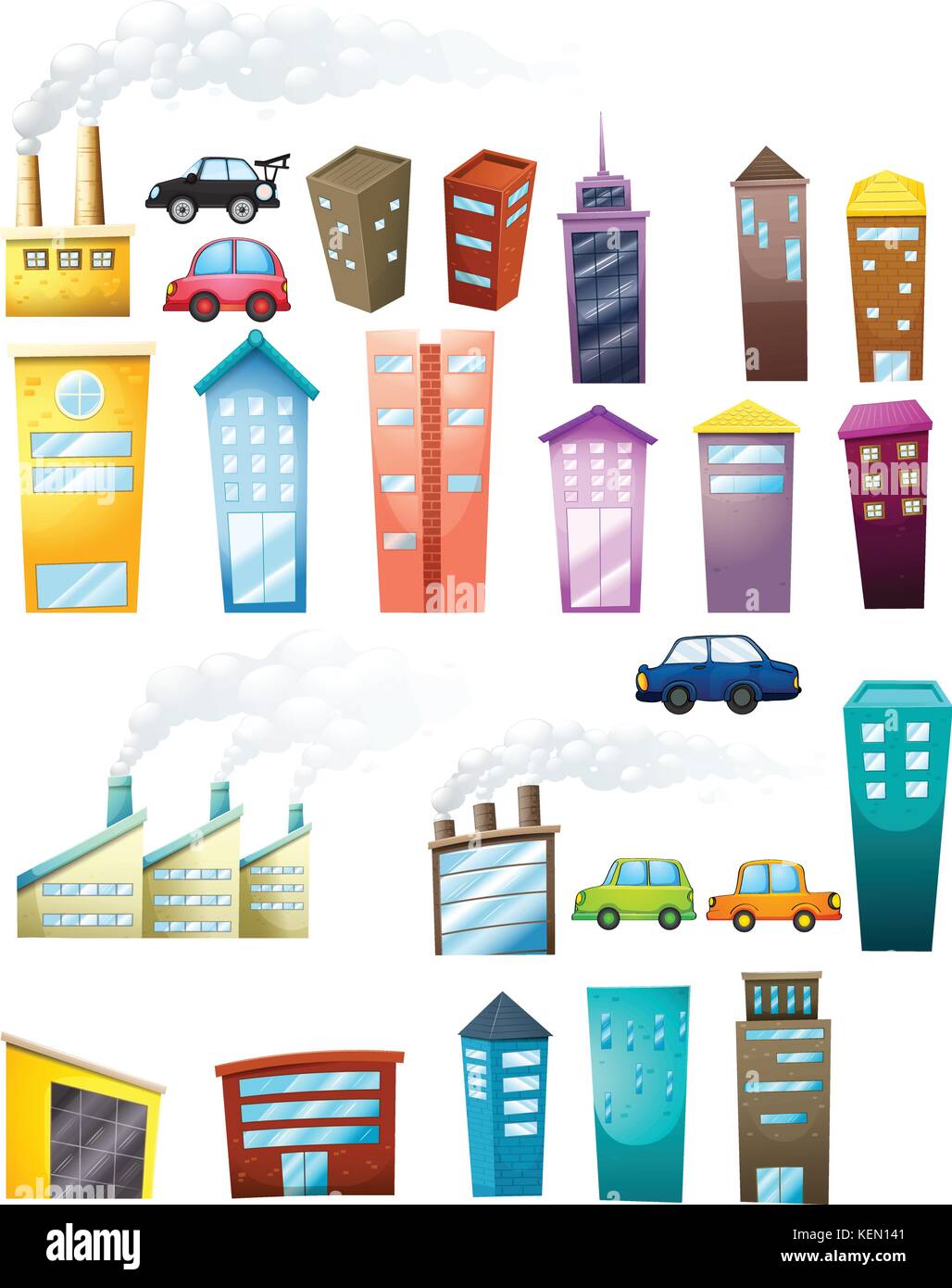 illustration of different buildings Stock Vector Image & Art - Alamy