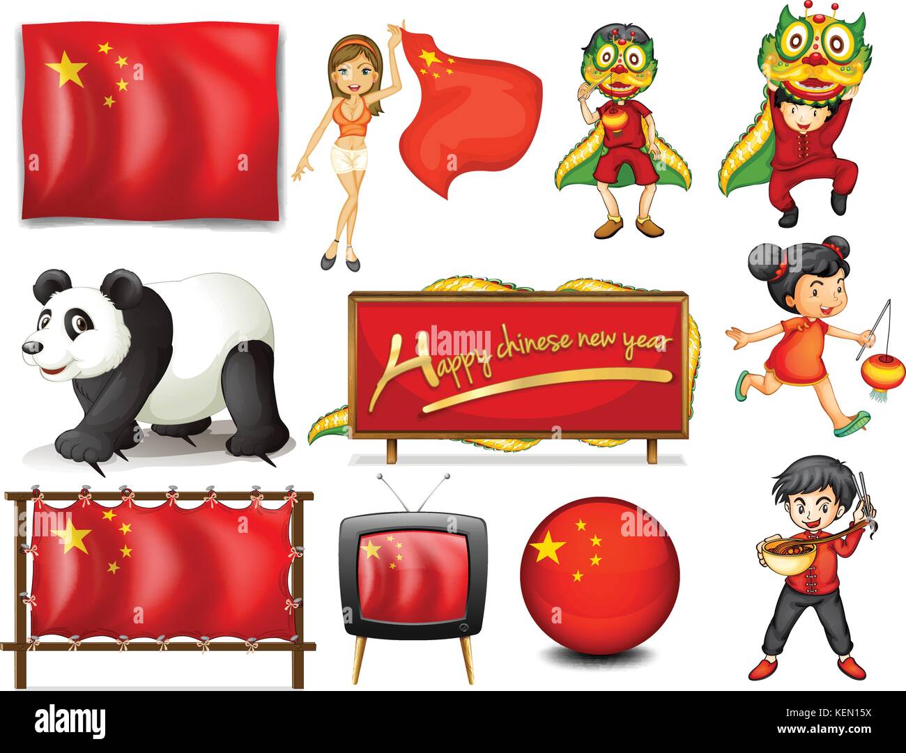 Flag china icon cartoon hi-res stock photography and images - Alamy
