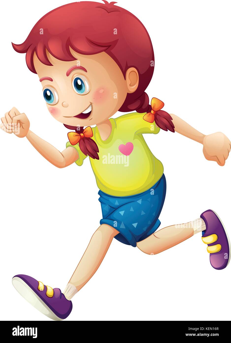 Illustration of a young lady running on a white background Stock Vector ...