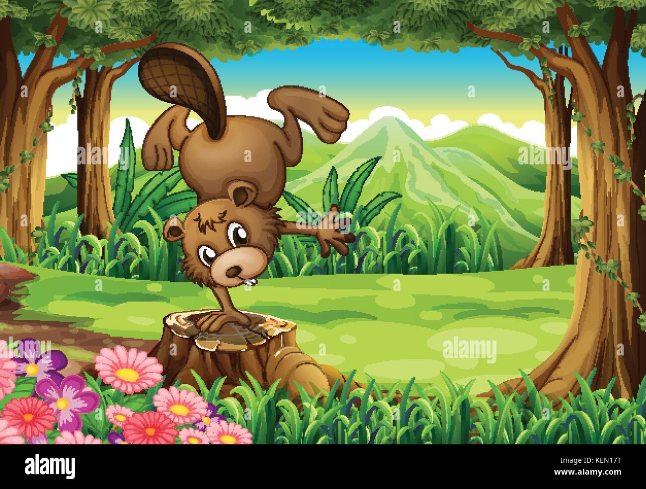 Beaver trees Stock Vector Images - Alamy