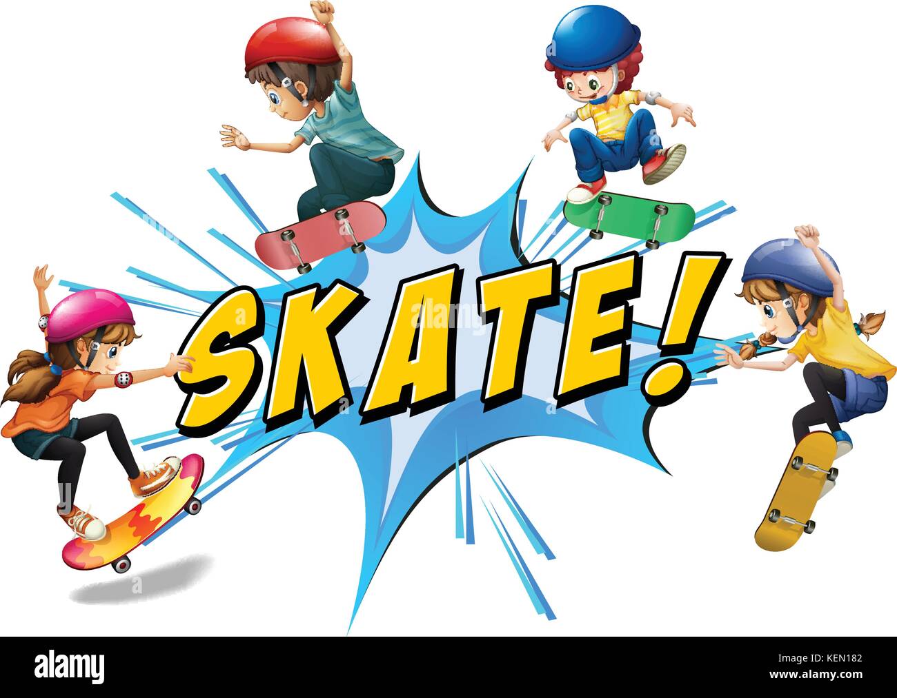 Skate kids with wording and text Stock Vector Image & Art - Alamy