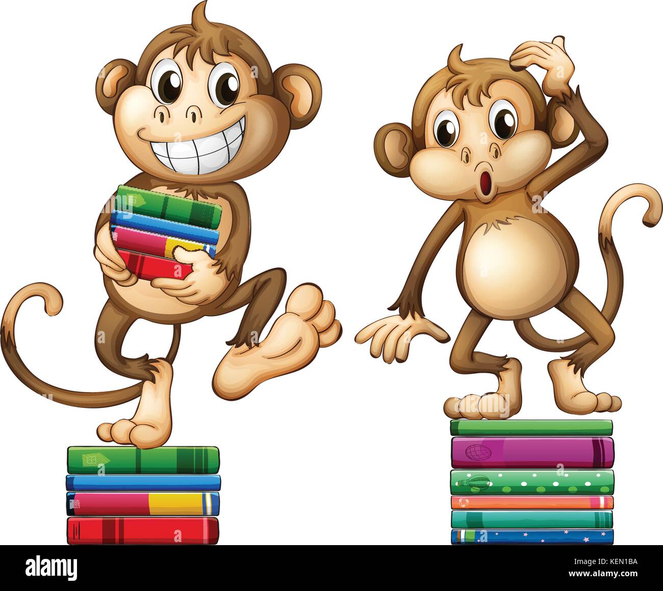 Illustration of two monkeys with books Stock Vector Image & Art - Alamy