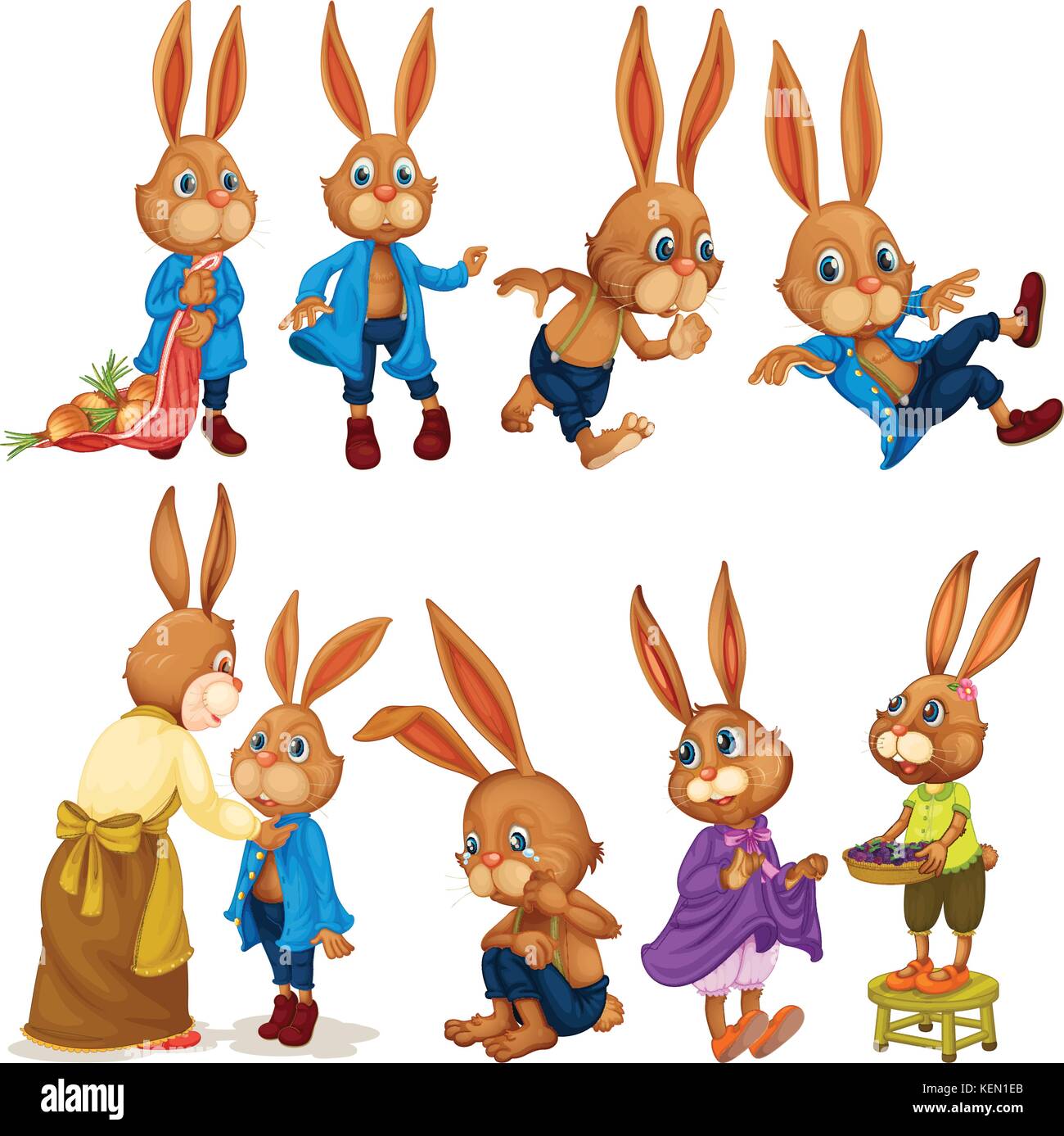Illustration of rabbits with different poses Stock Vector Image & Art ...