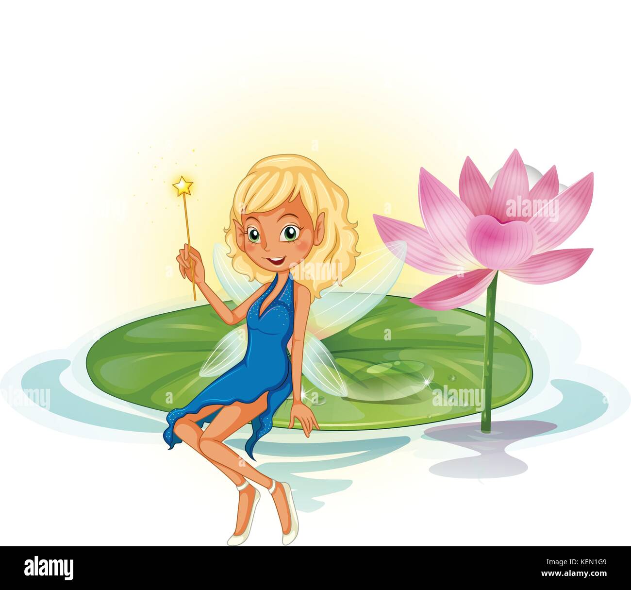 Illustraion of a fairy on a lotus leave Stock Vector Image & Art - Alamy