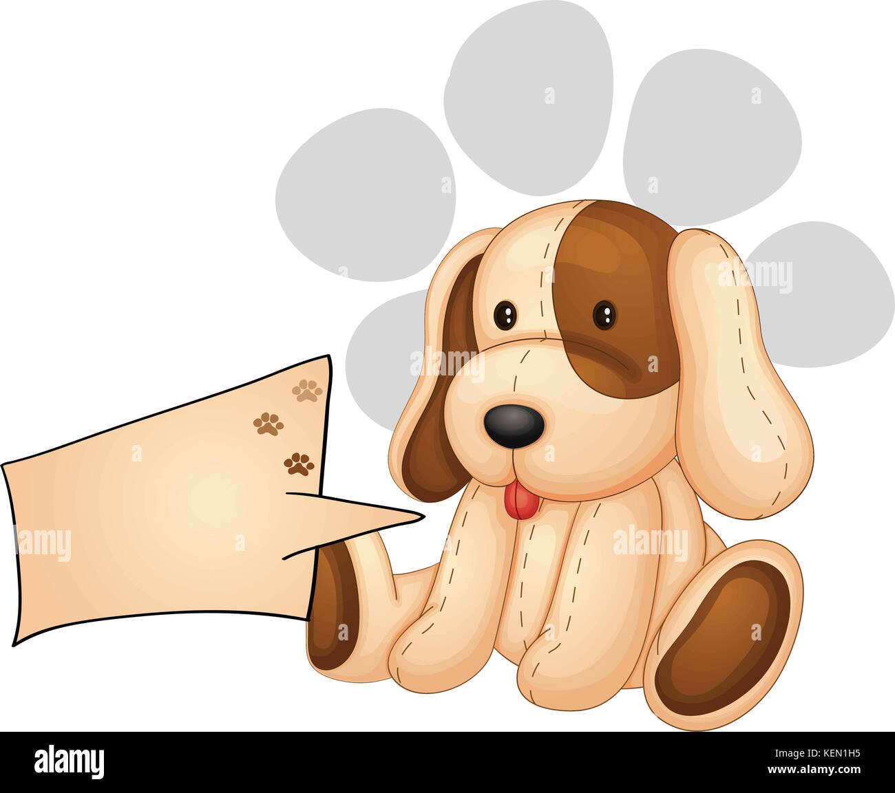 Illustration of a cute dog with an empty rectangular template on a ...