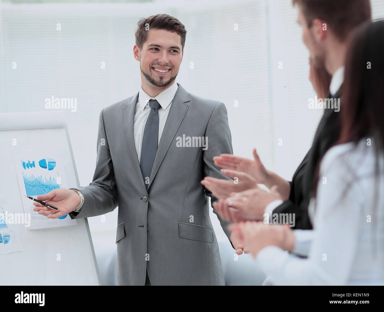 Successful business presentation of a man at the office Stock Photo - Alamy