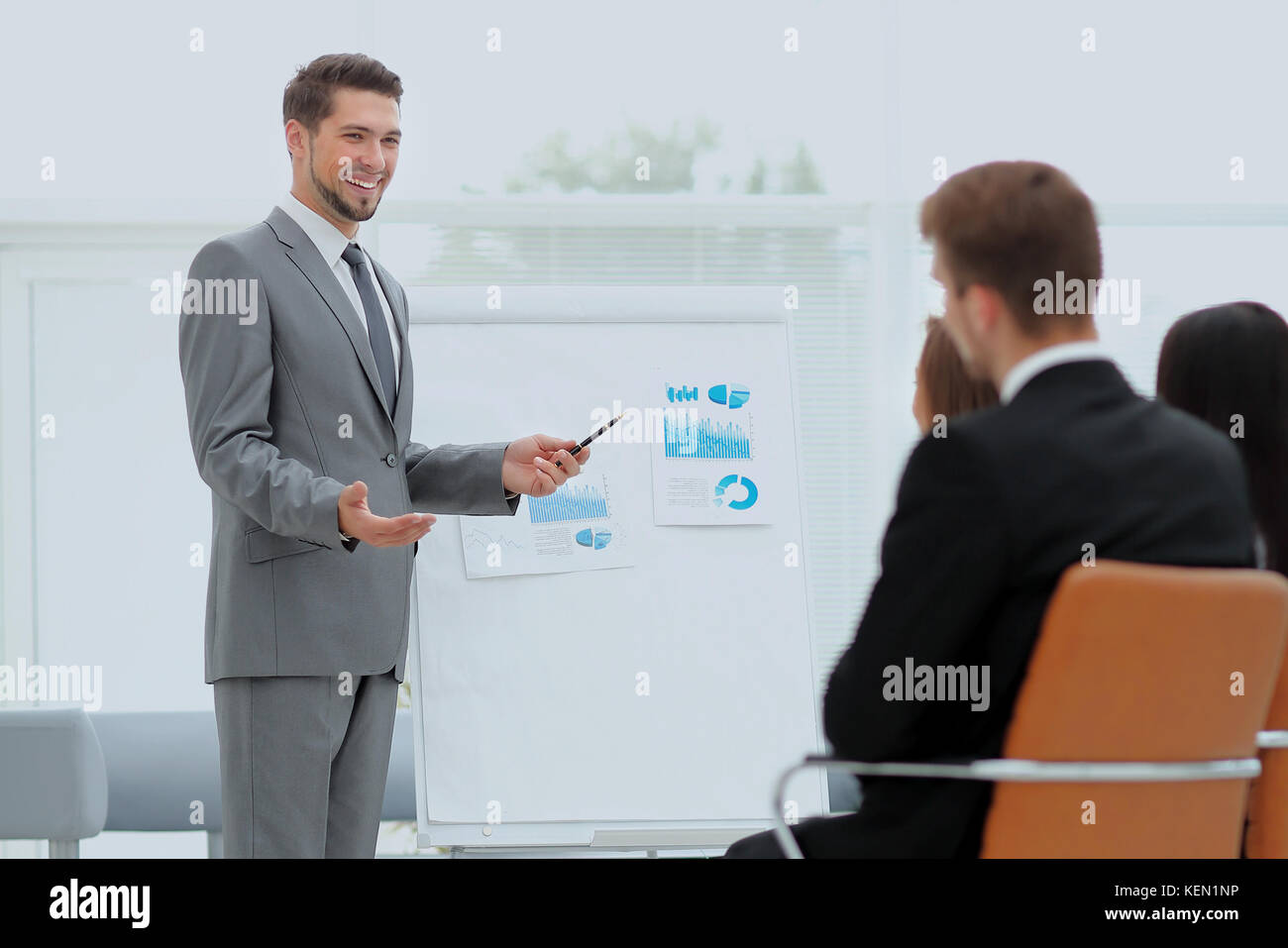 Successful business presentation of a man at the office Stock Photo - Alamy