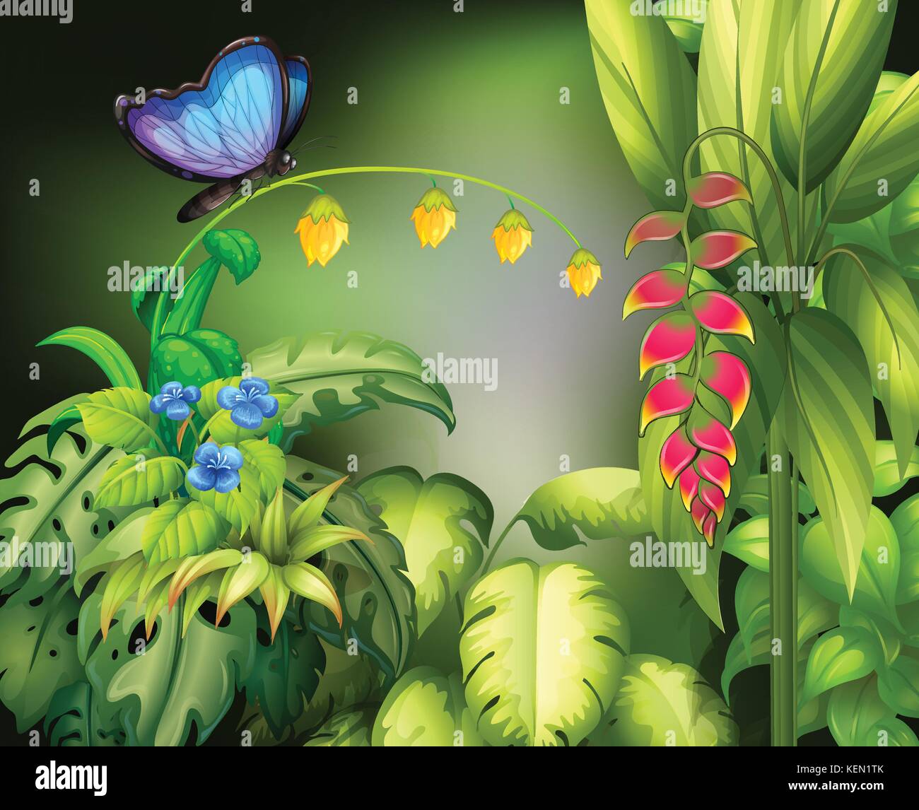 Beautiful butterfly flying on green Stock Vector Images - Alamy