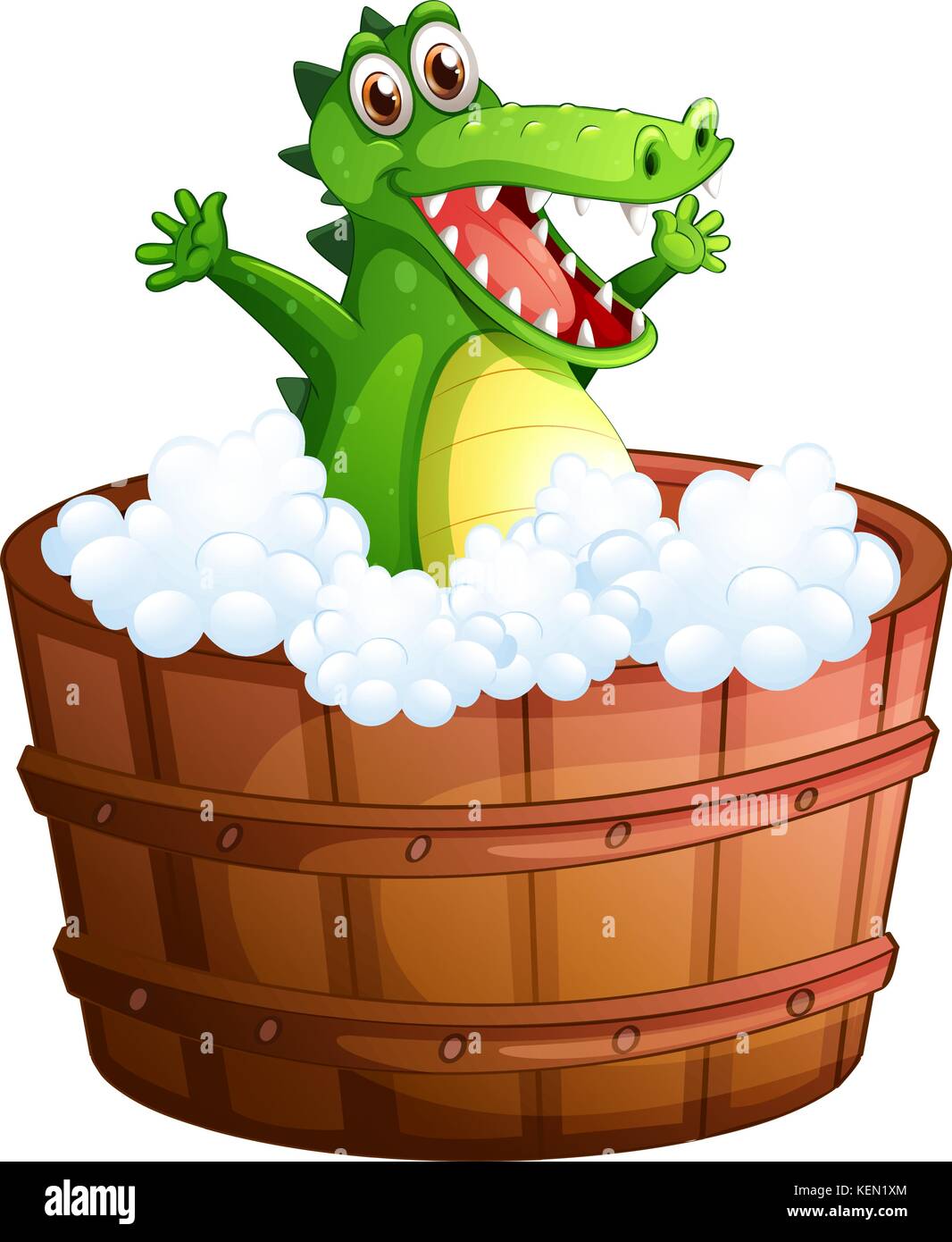 Illustration of a crocodile taking a bath on a white background Stock ...