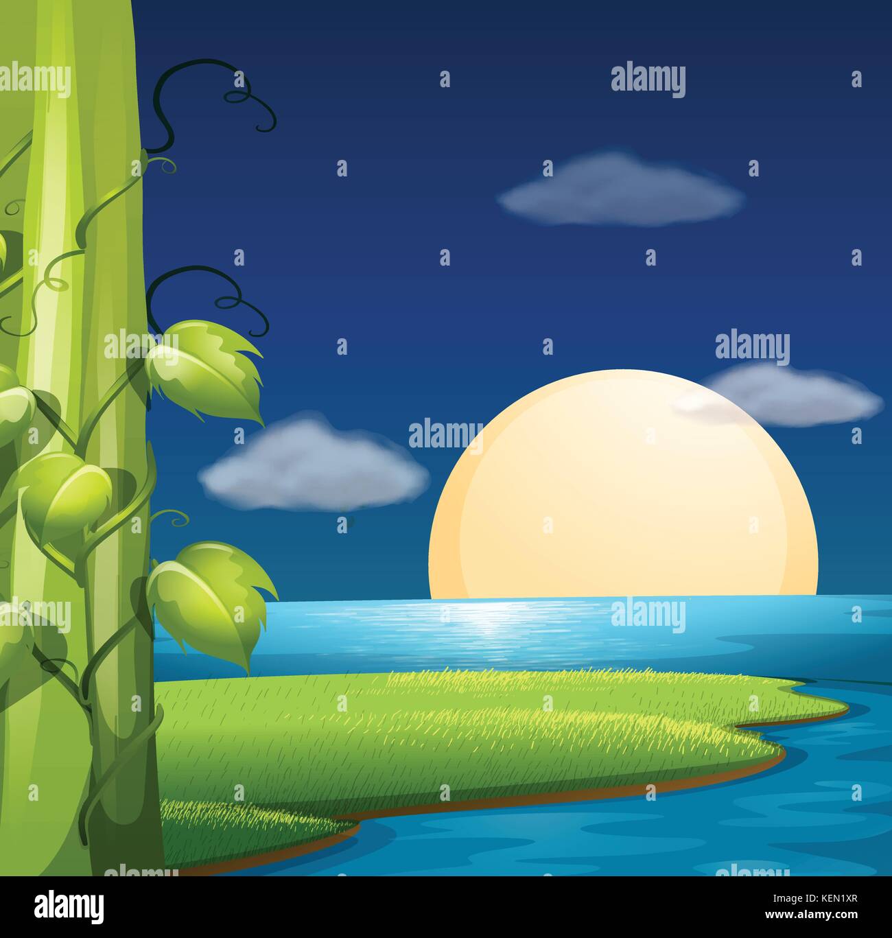 Illustration of a full moon rising Stock Vector Image & Art - Alamy