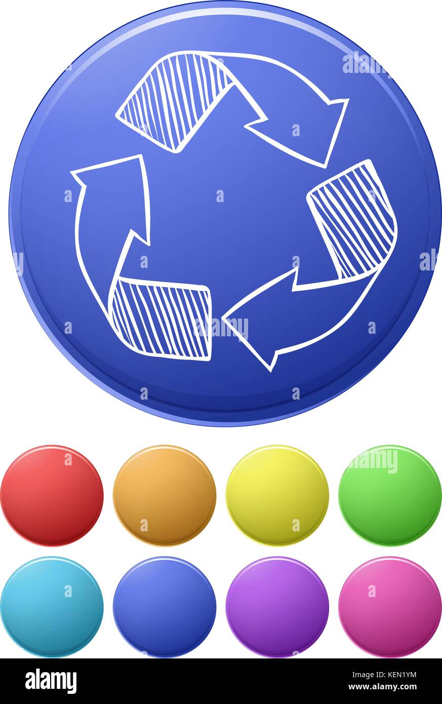 Colourful circles with a recycle symbol on a white background Stock ...