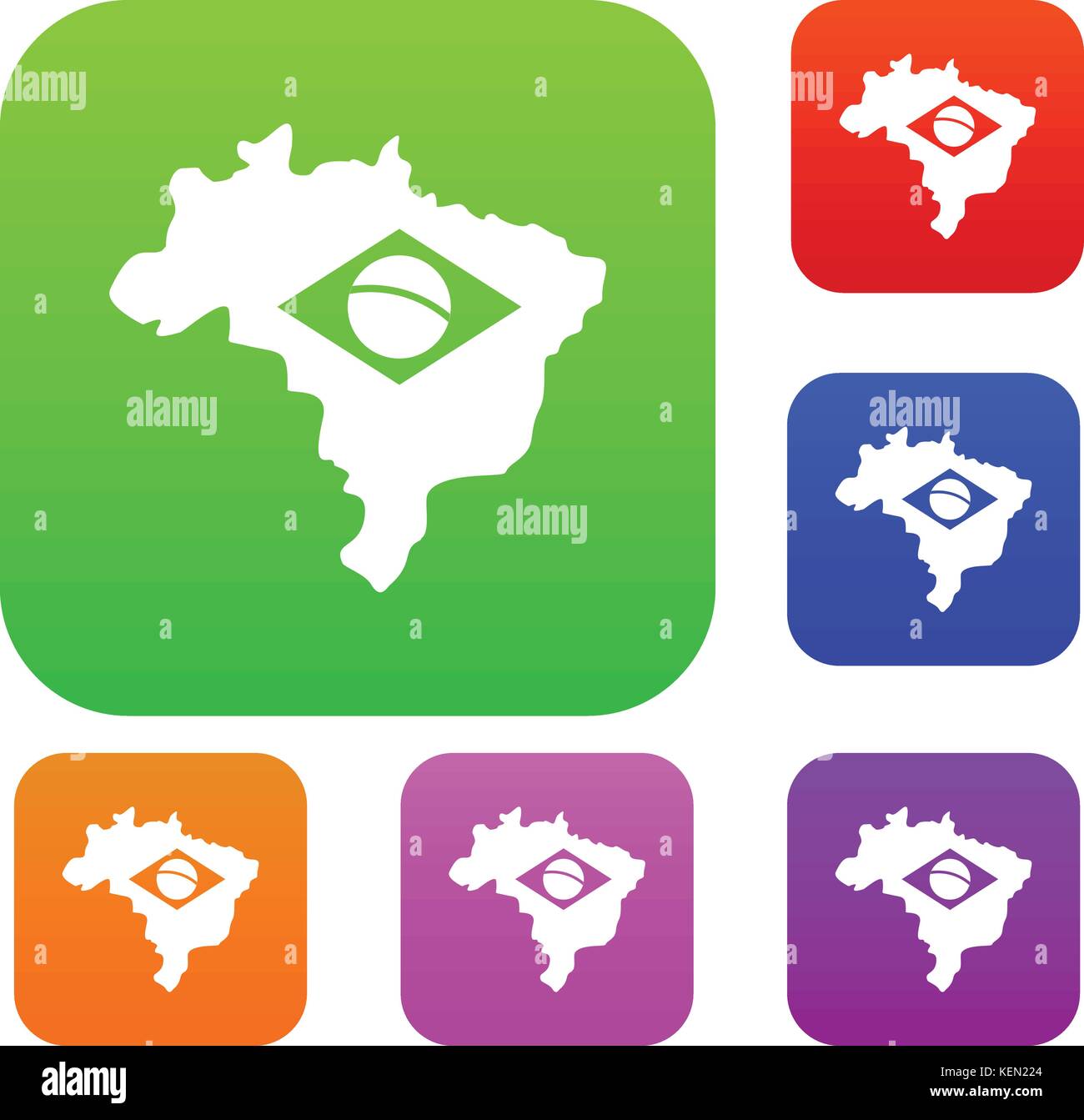 Brazil map with flag set color collection Stock Vector Image & Art - Alamy