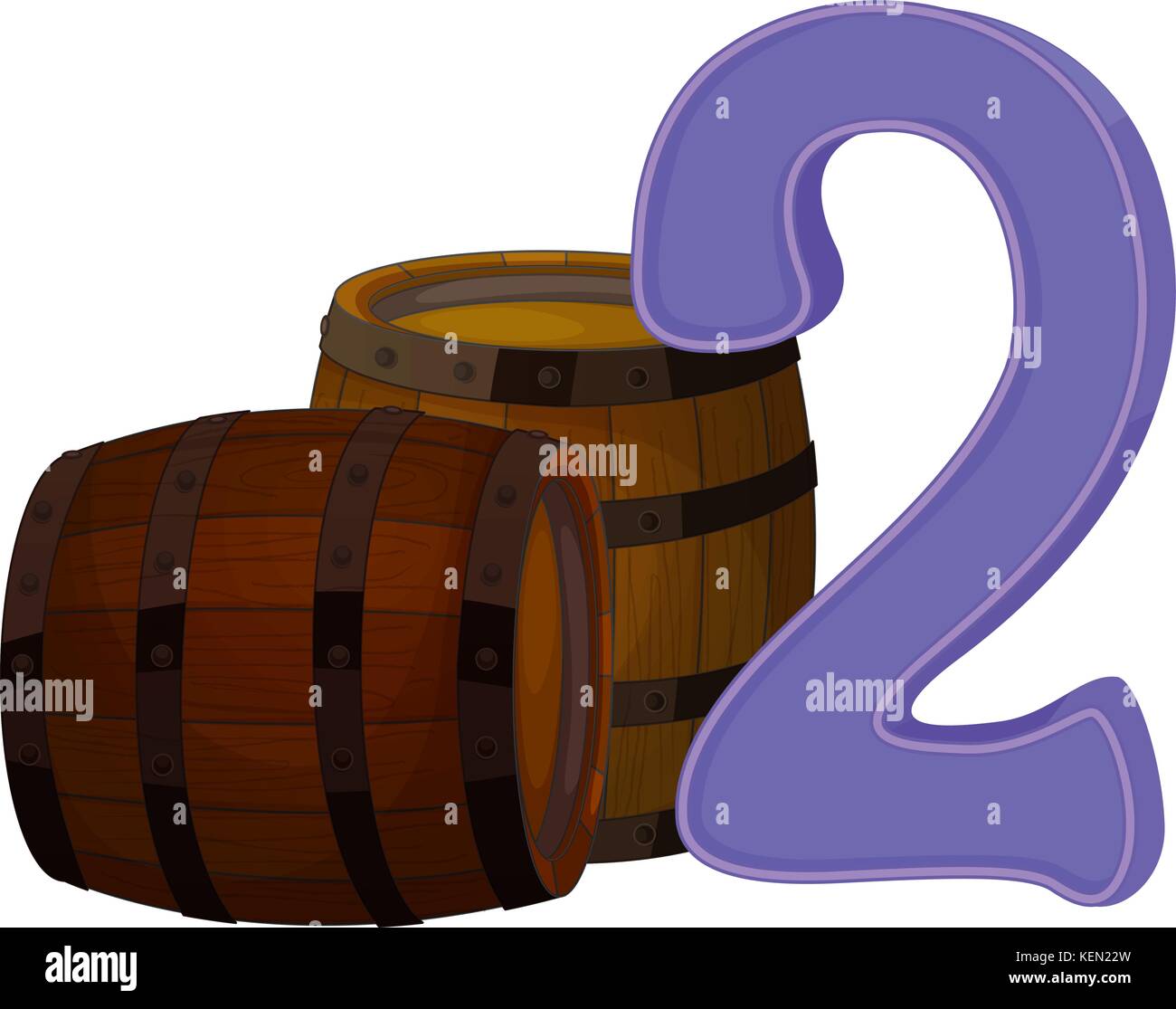 Illustration of the two wooden barrels on a white background Stock ...