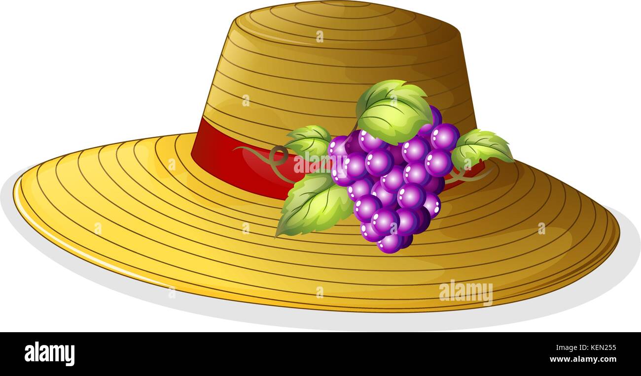 Illustration of a fashionable hat with a fruit on a white background ...