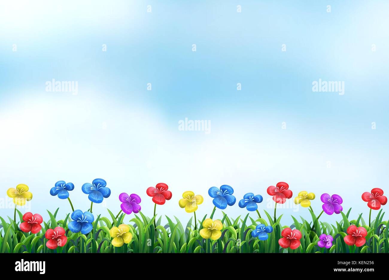 Illustration of a beautiful view of a flower field Stock Vector Image ...