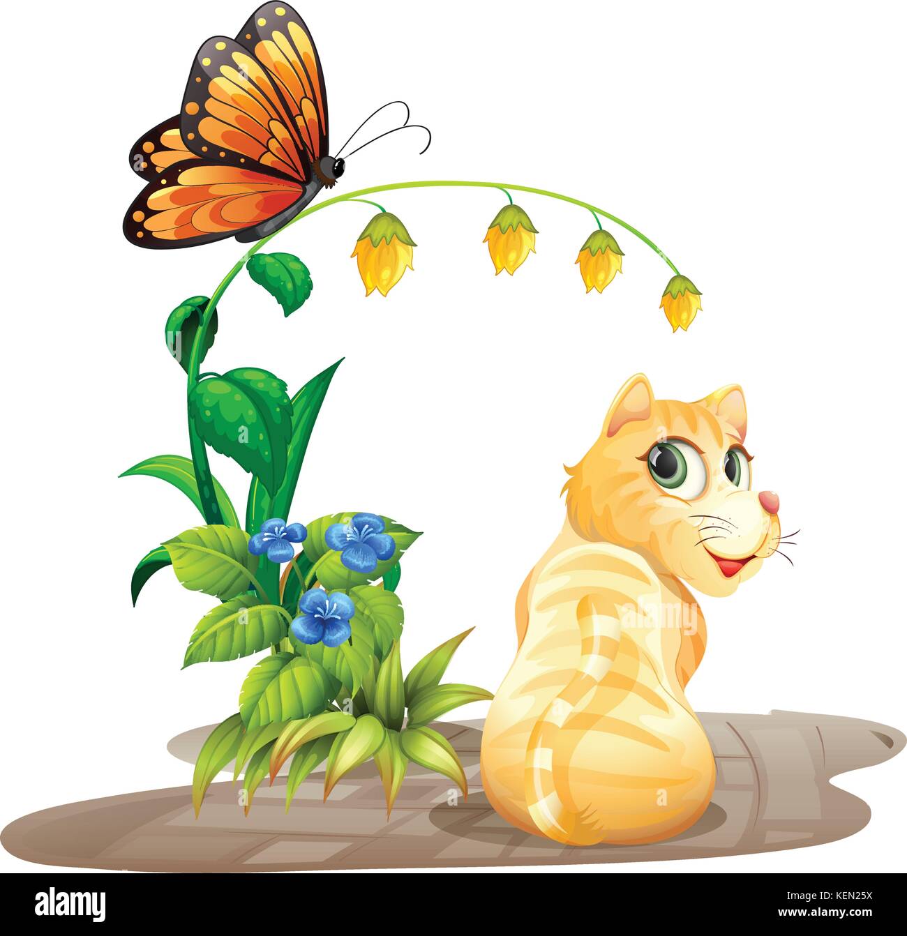 Illustration of a cat and a butterfly Stock Vector Image & Art - Alamy