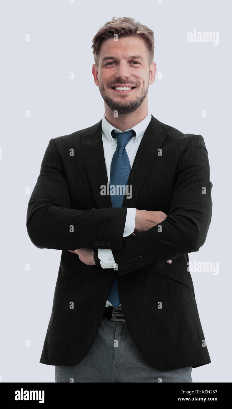 Successful business man on white background Stock Photo - Alamy