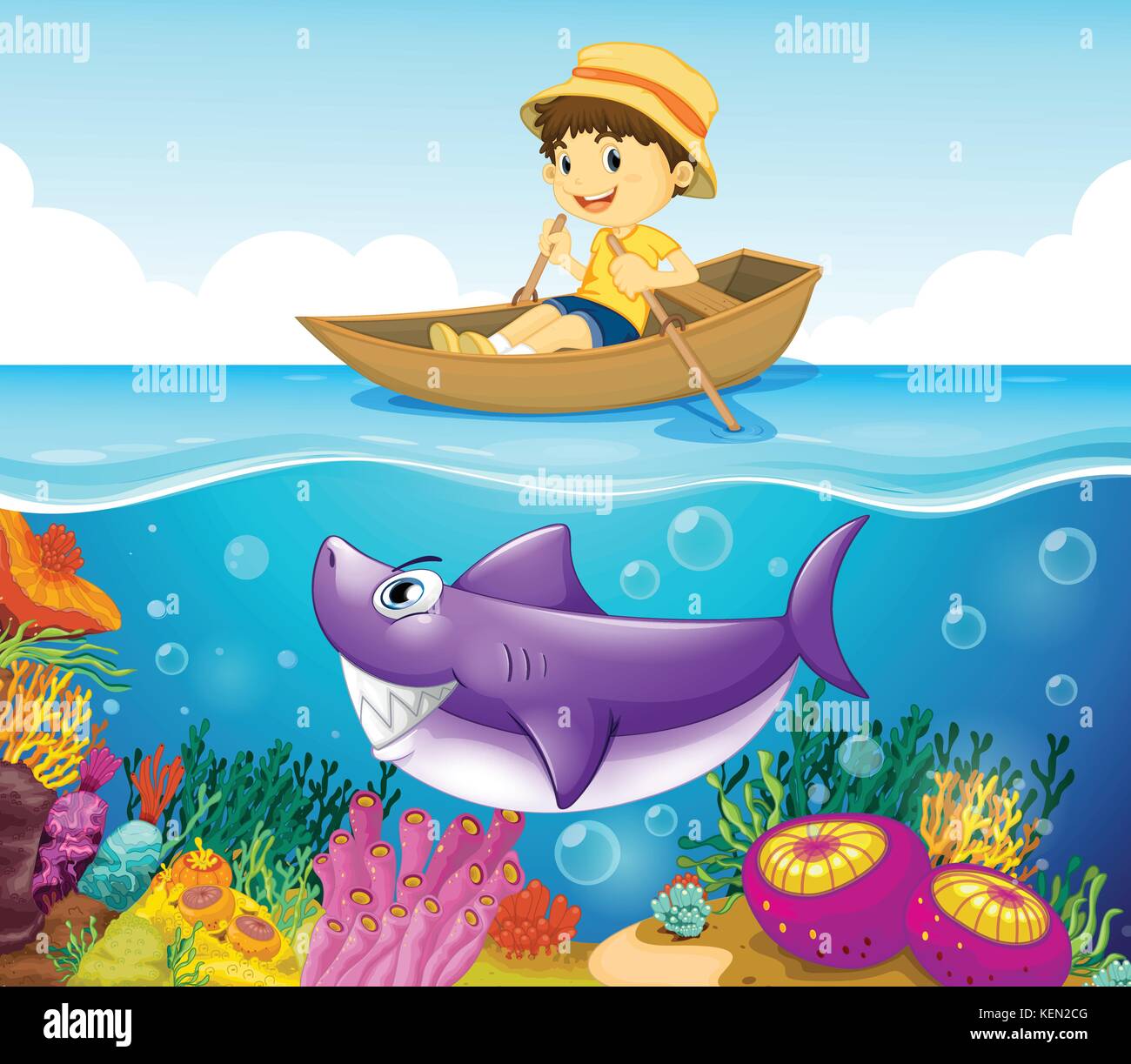 Cartoon shark sea ship hi-res stock photography and images - Alamy