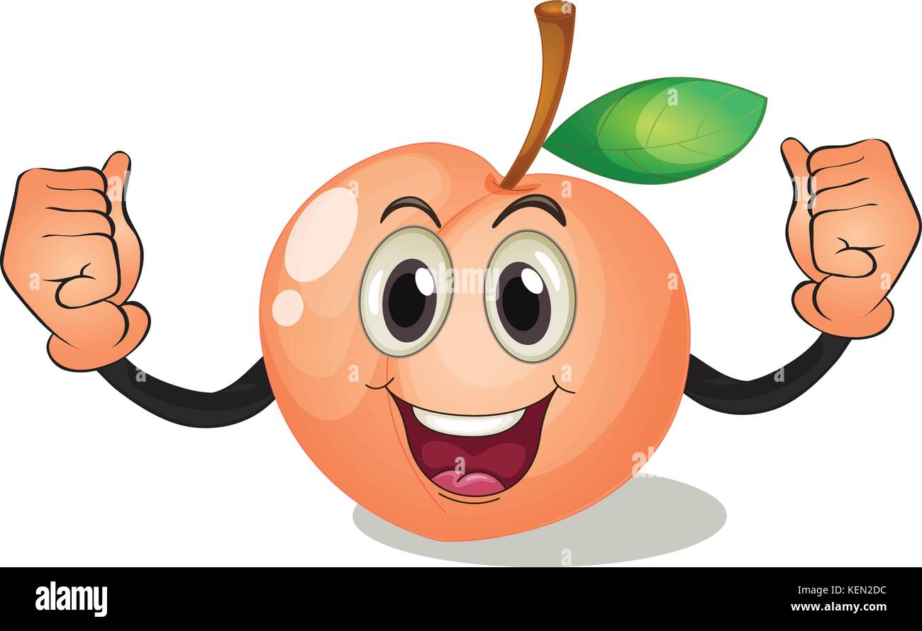Illustration of a peach with face Stock Vector Image & Art - Alamy