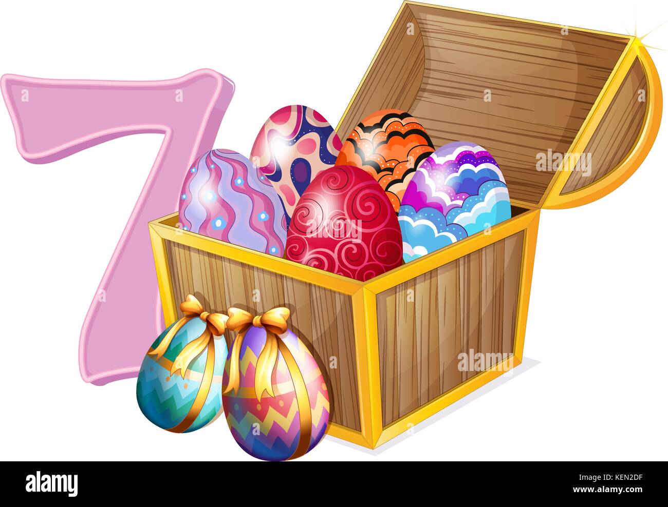 Illustration of the seven Easter eggs on a white background Stock ...