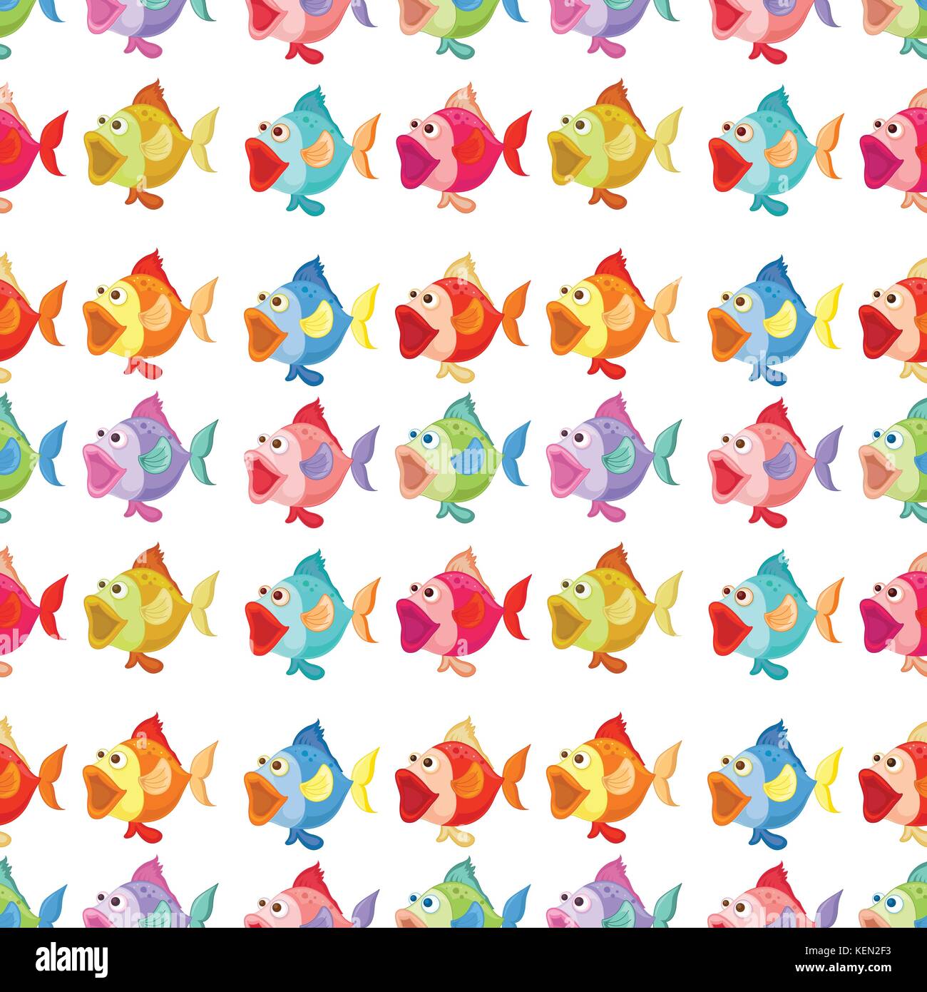 Illustration of a seamless design of fishes on a white background Stock ...