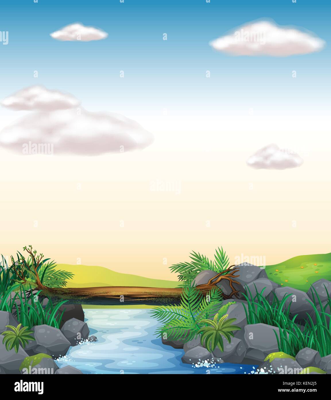 Illustration of a river scene Stock Vector Image & Art - Alamy