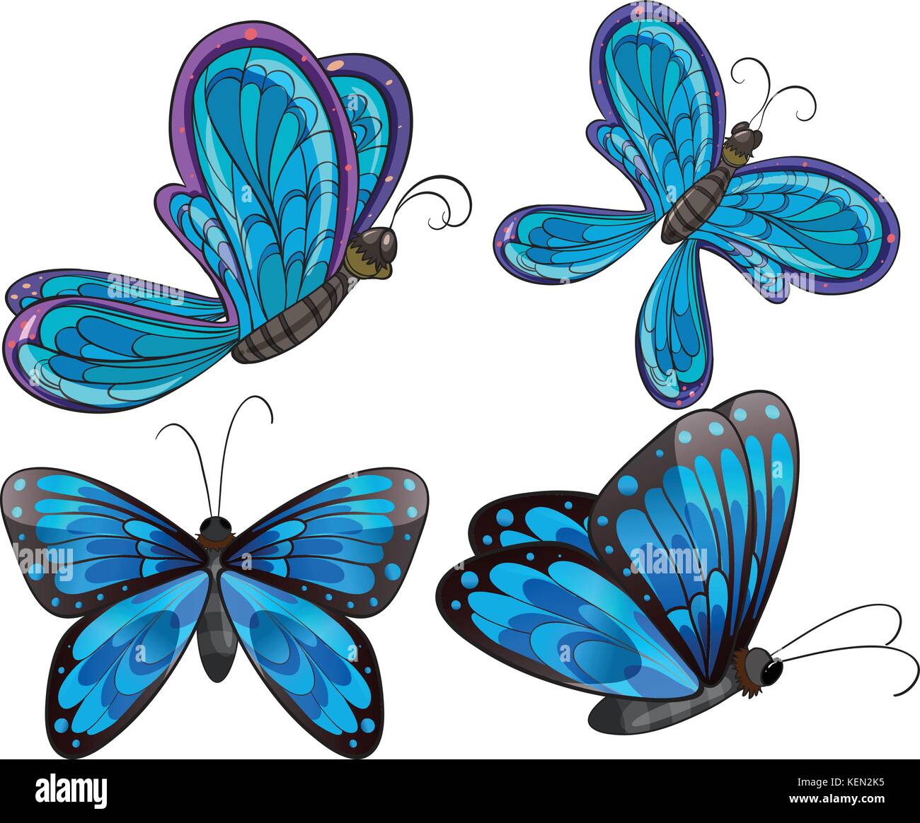 Illustration of the four butterflies on a white background Stock Vector ...