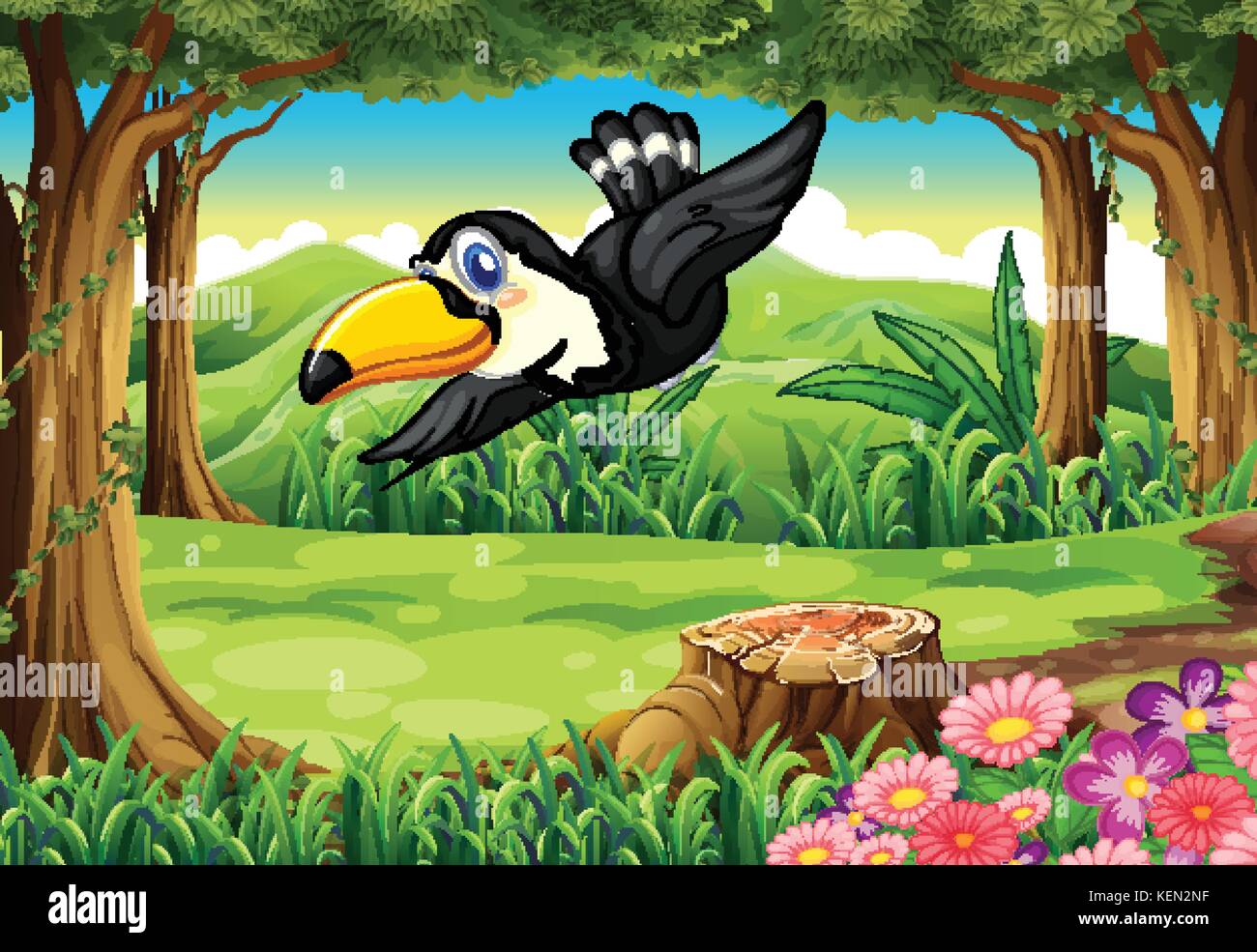 Illustration of a black bird at the jungle Stock Vector Image & Art - Alamy