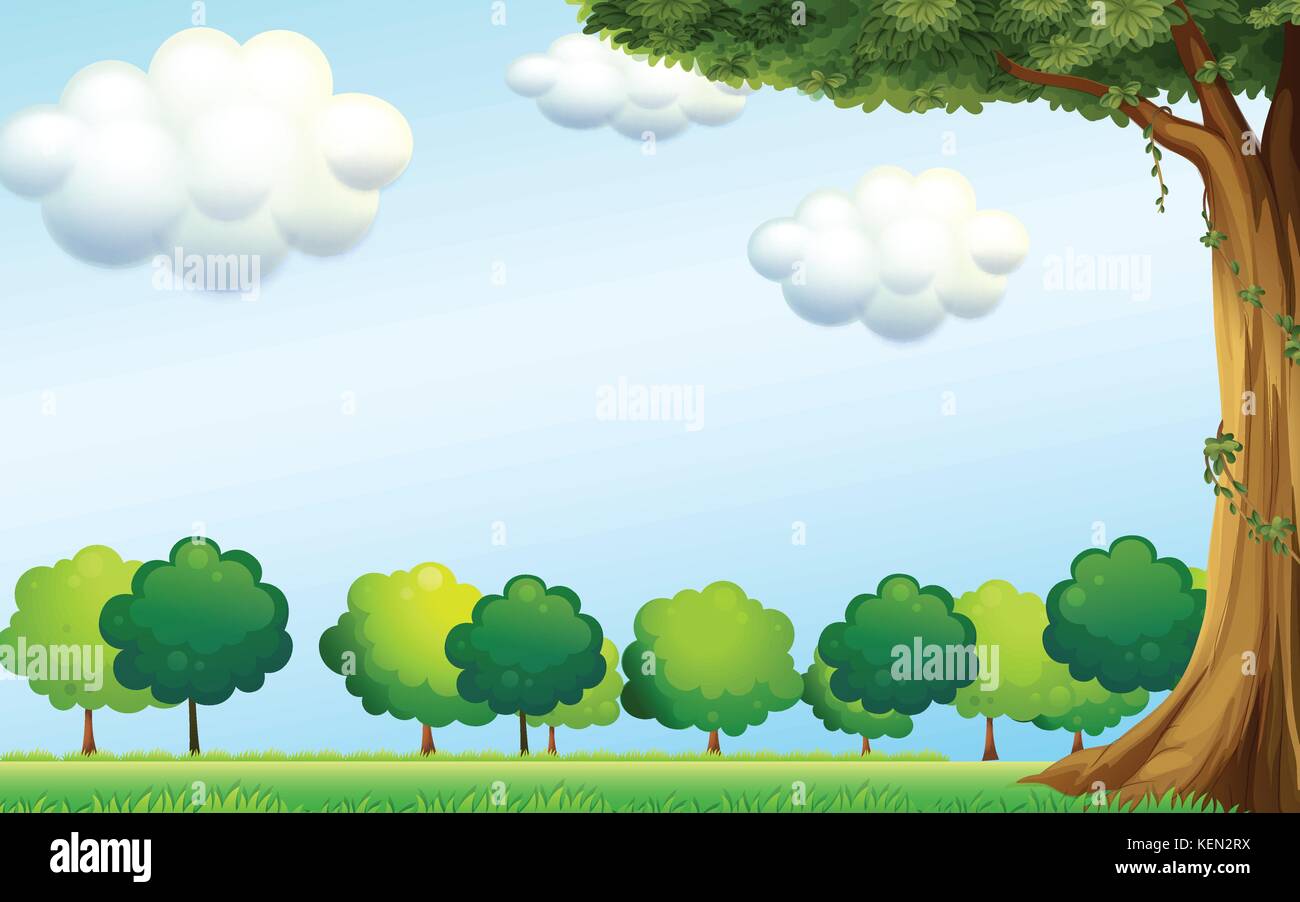 Illustration of a clear blue sky and the green trees Stock Vector Image ...