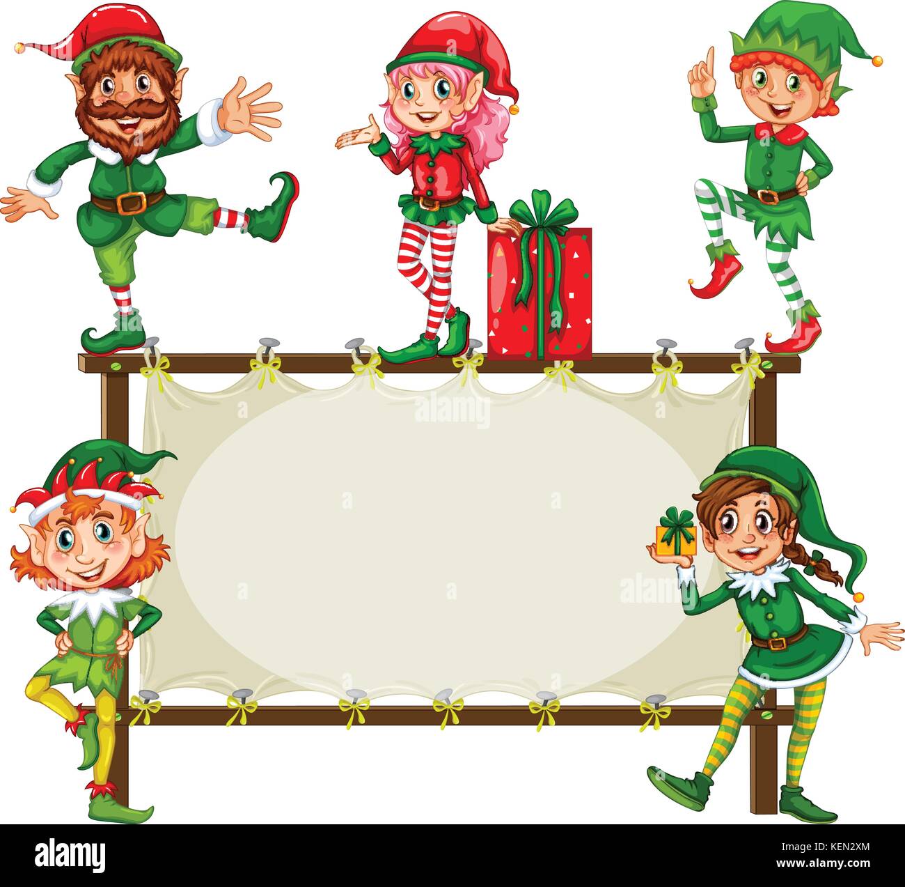 Illustration of christmas elf and a frame Stock Vector Image & Art - Alamy