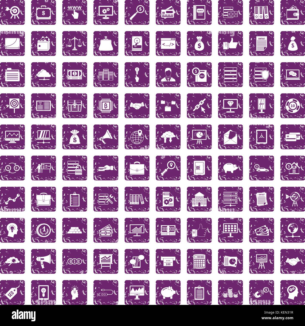 100 business process icons set grunge purple Stock Vector Image & Art ...