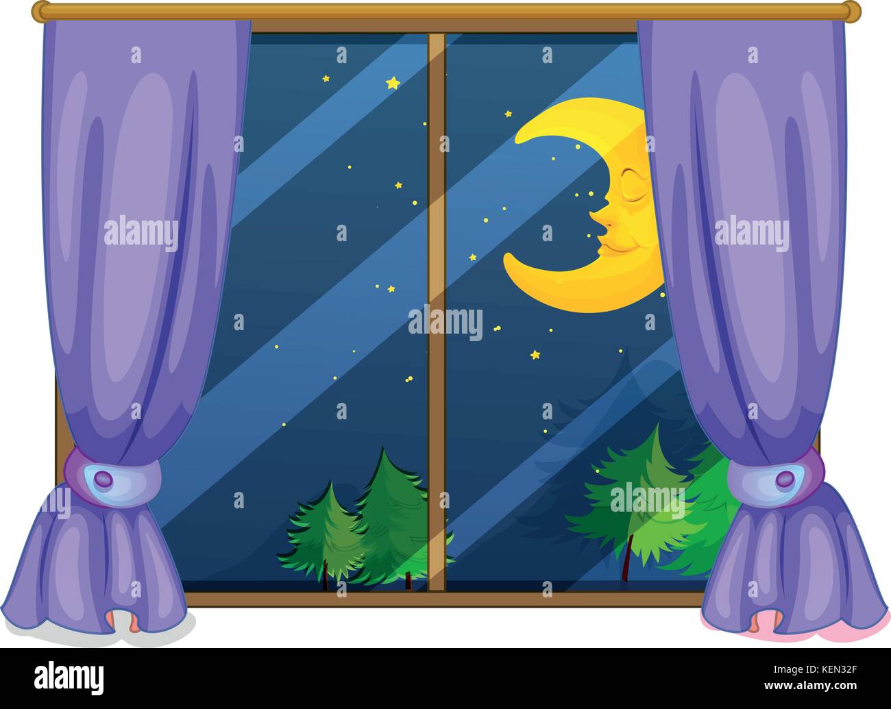 Illustration of a night view from a window Stock Vector Image & Art - Alamy