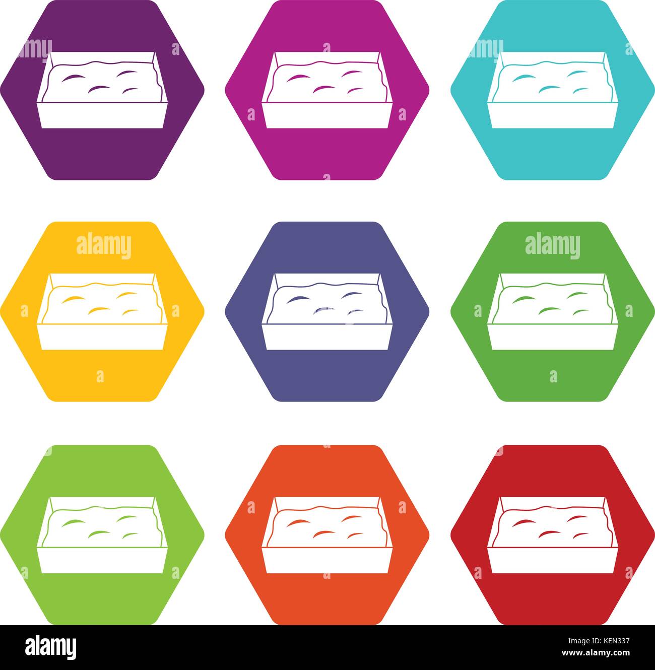 Cat toilet icon set color hexahedron Stock Vector Image & Art - Alamy