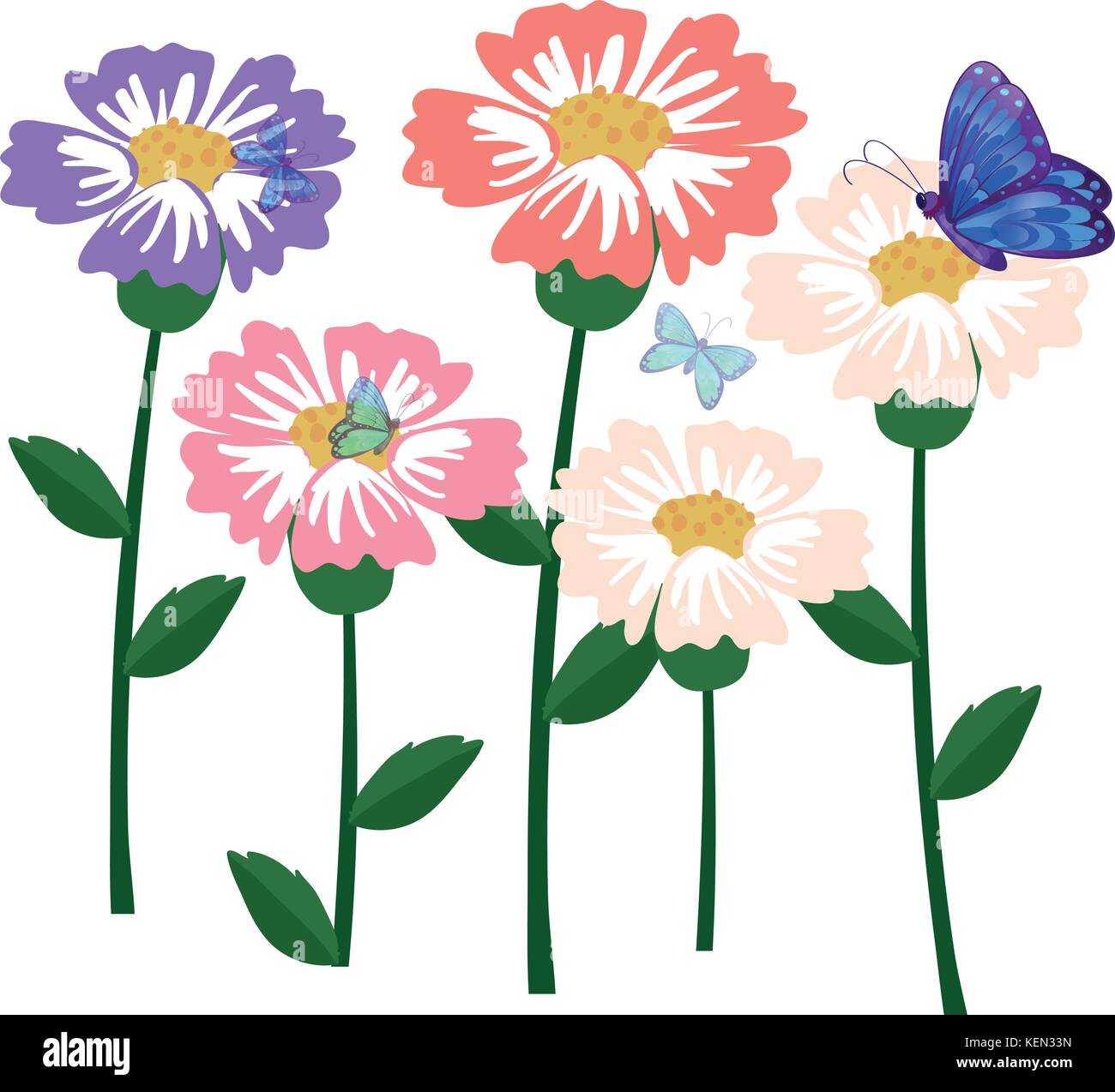 Flowers and butterflies clipart Stock Vector Images - Alamy