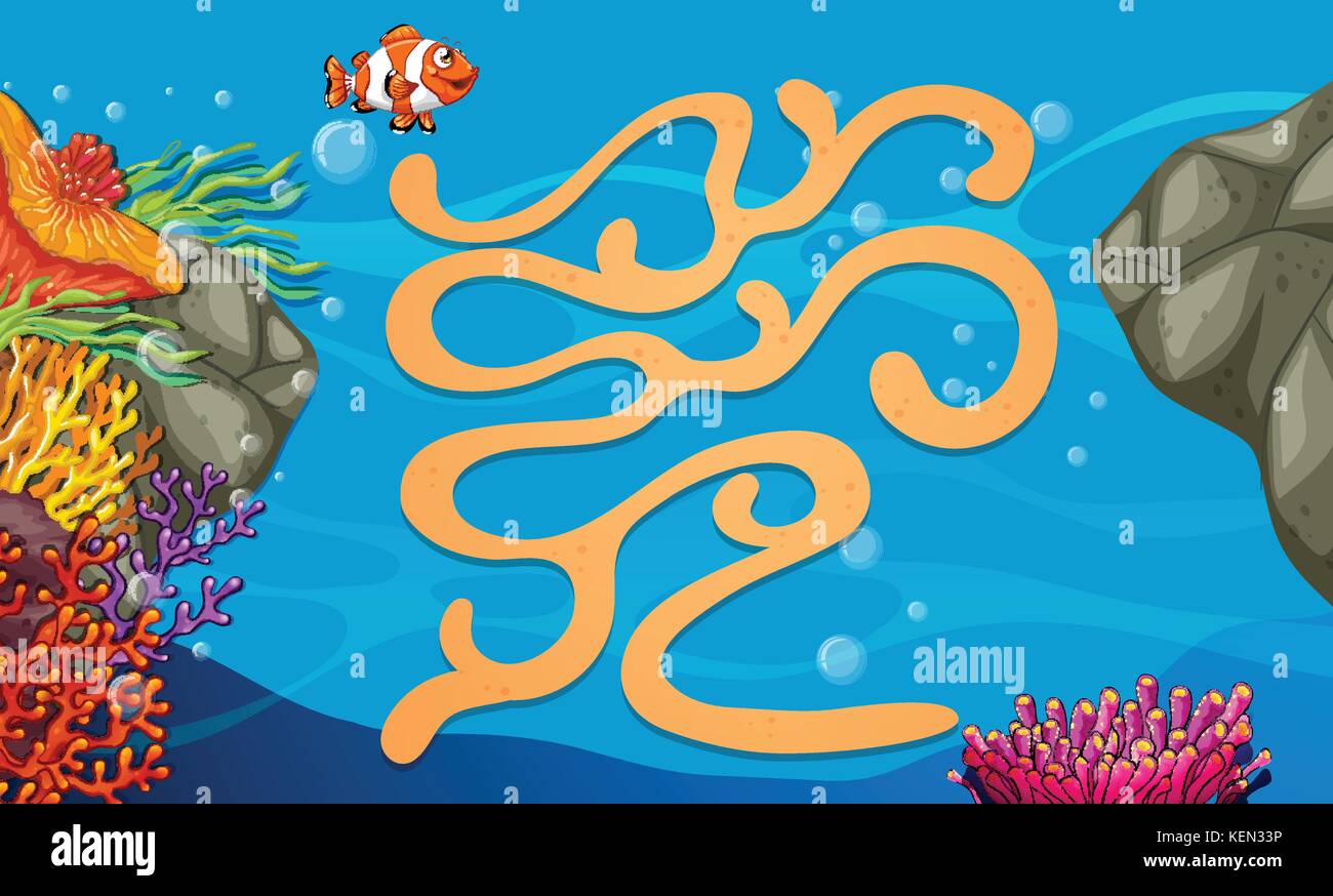 Illustration of a maze game with underwater background Stock Vector ...