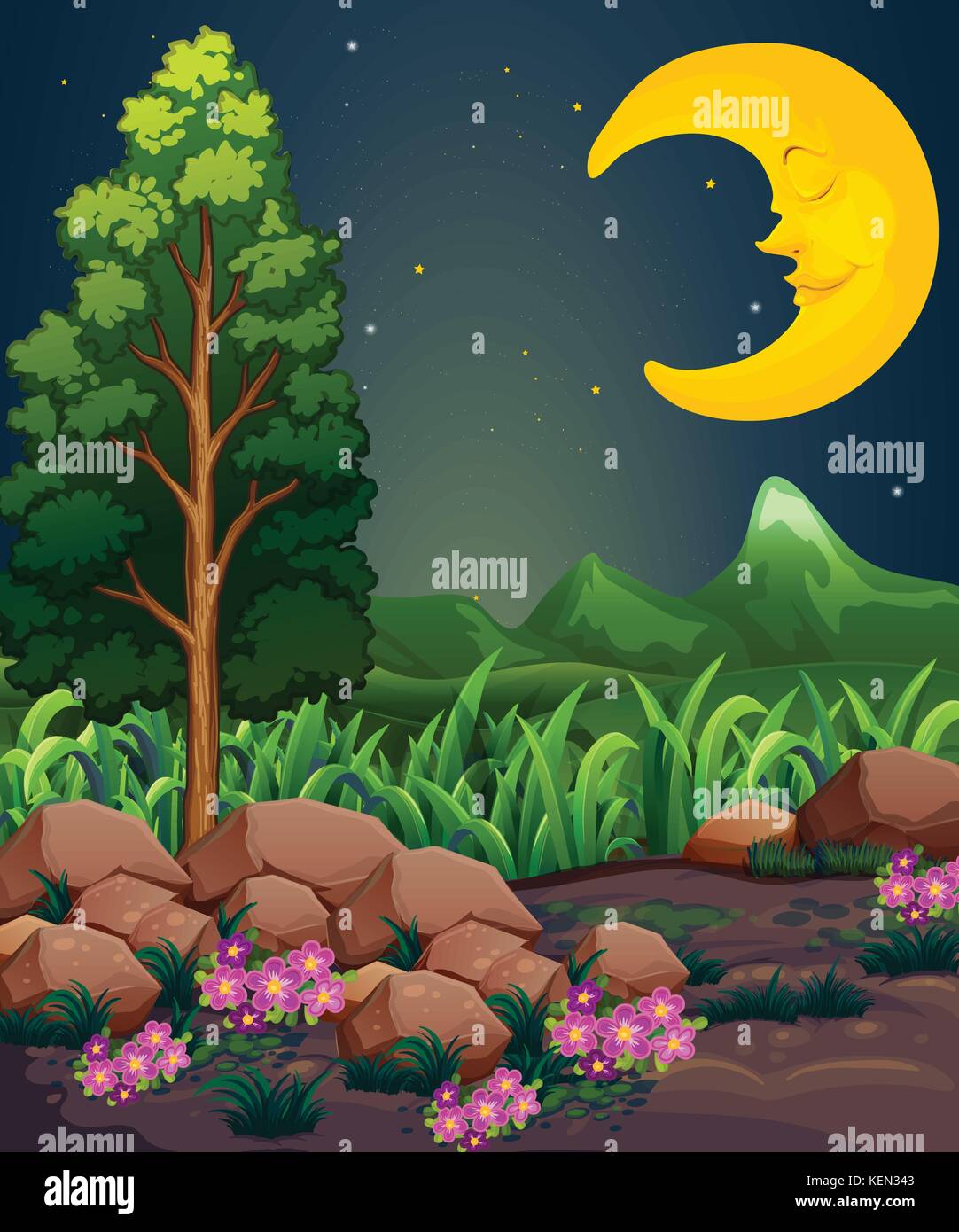 Illustration of a sleeping moon Stock Vector Image & Art - Alamy