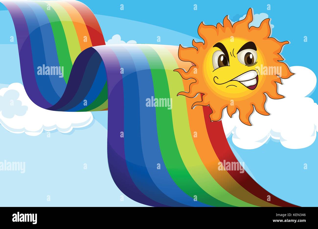 Illustration of a smiling sun near the rainbow Stock Vector Image & Art ...