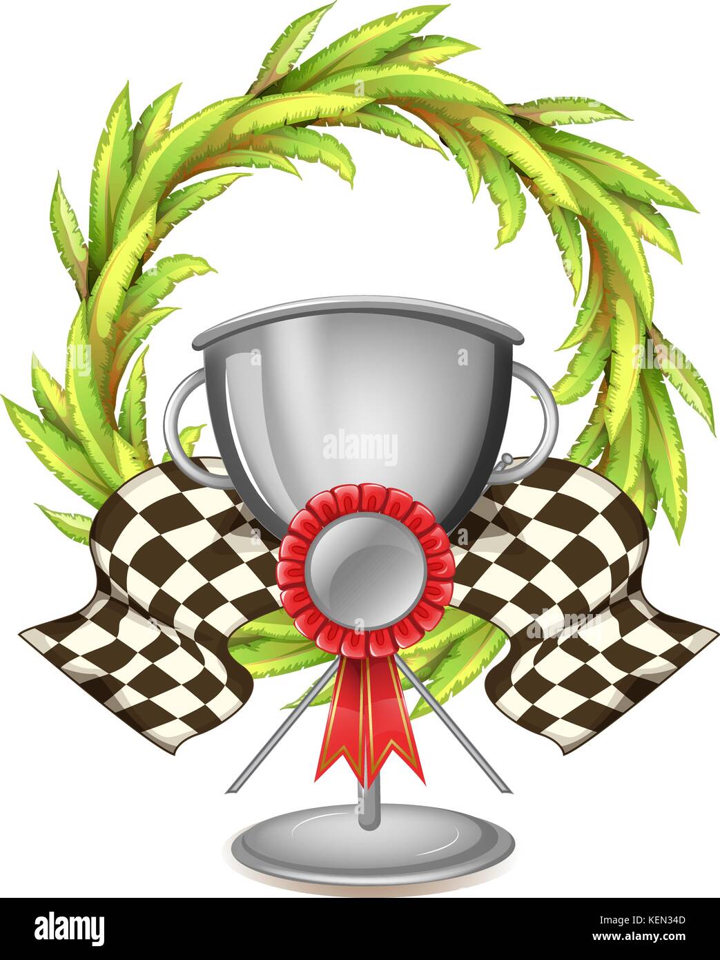 Illustration of a big grey trophy with a ribbon on a white background ...