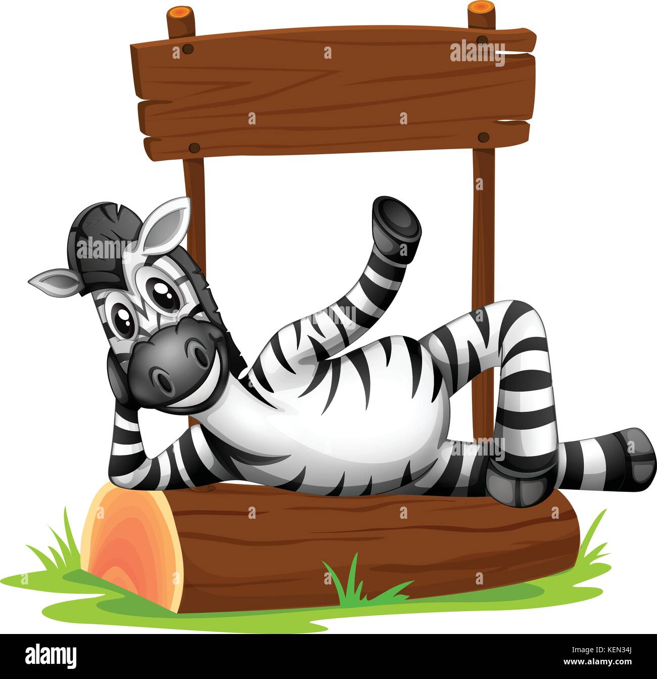 Illustration of a zebra under the empty signboard on a white background ...