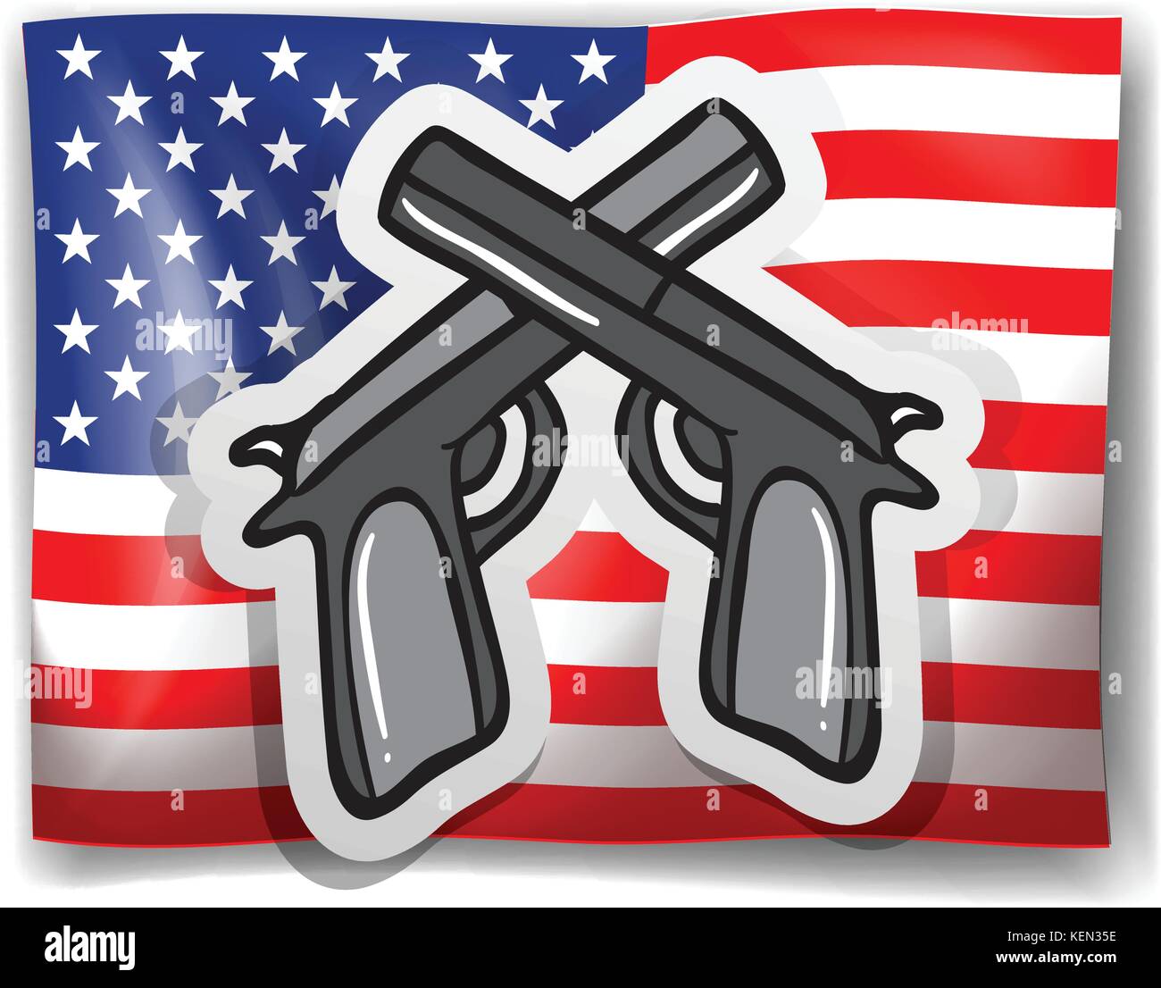 Illustration of an American flag and guns Stock Vector Image & Art - Alamy