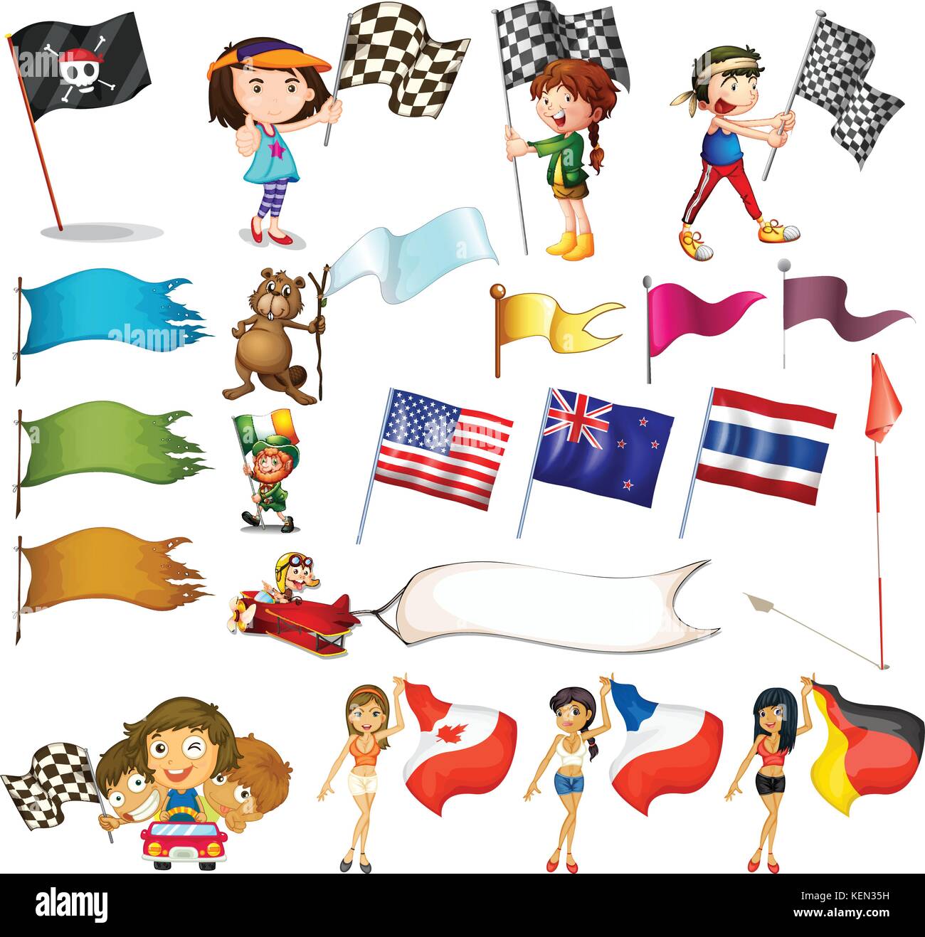 Girl with uk flags Stock Vector Images - Alamy