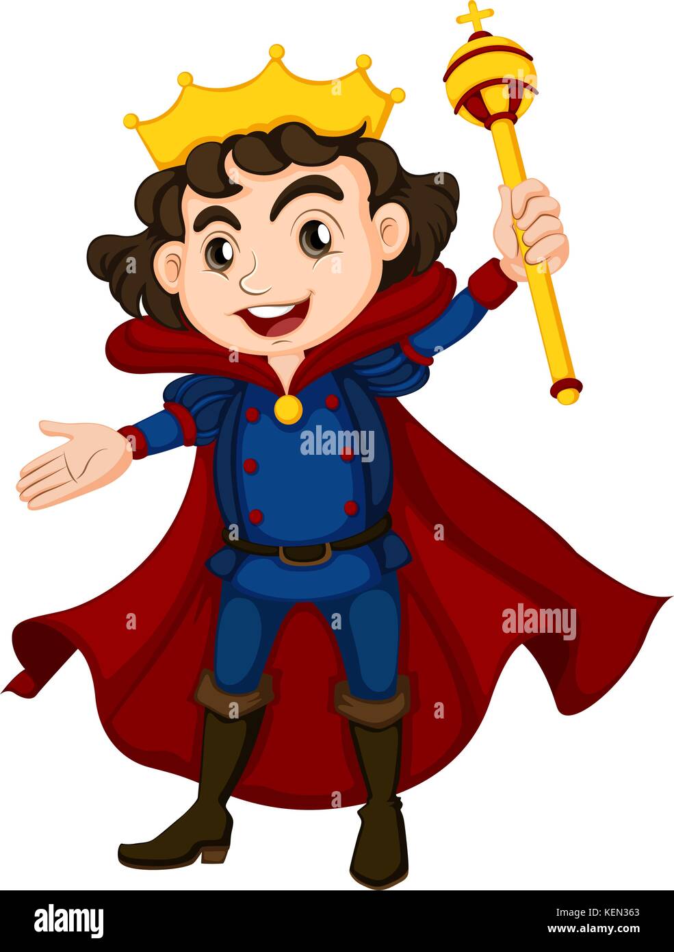 Illustration of a smiling young prince on a white background Stock ...