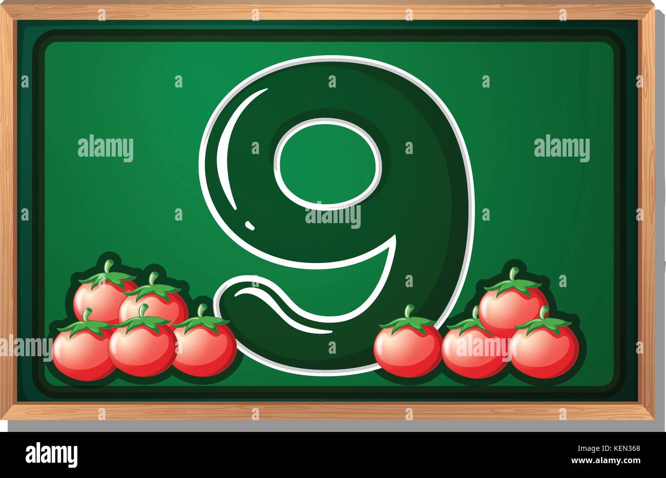 Illustration of a blackboard with nine tomatoes Stock Vector Image ...