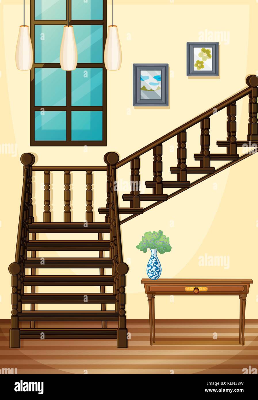 A view of the indoor part of the house going upstairs Stock Vector ...