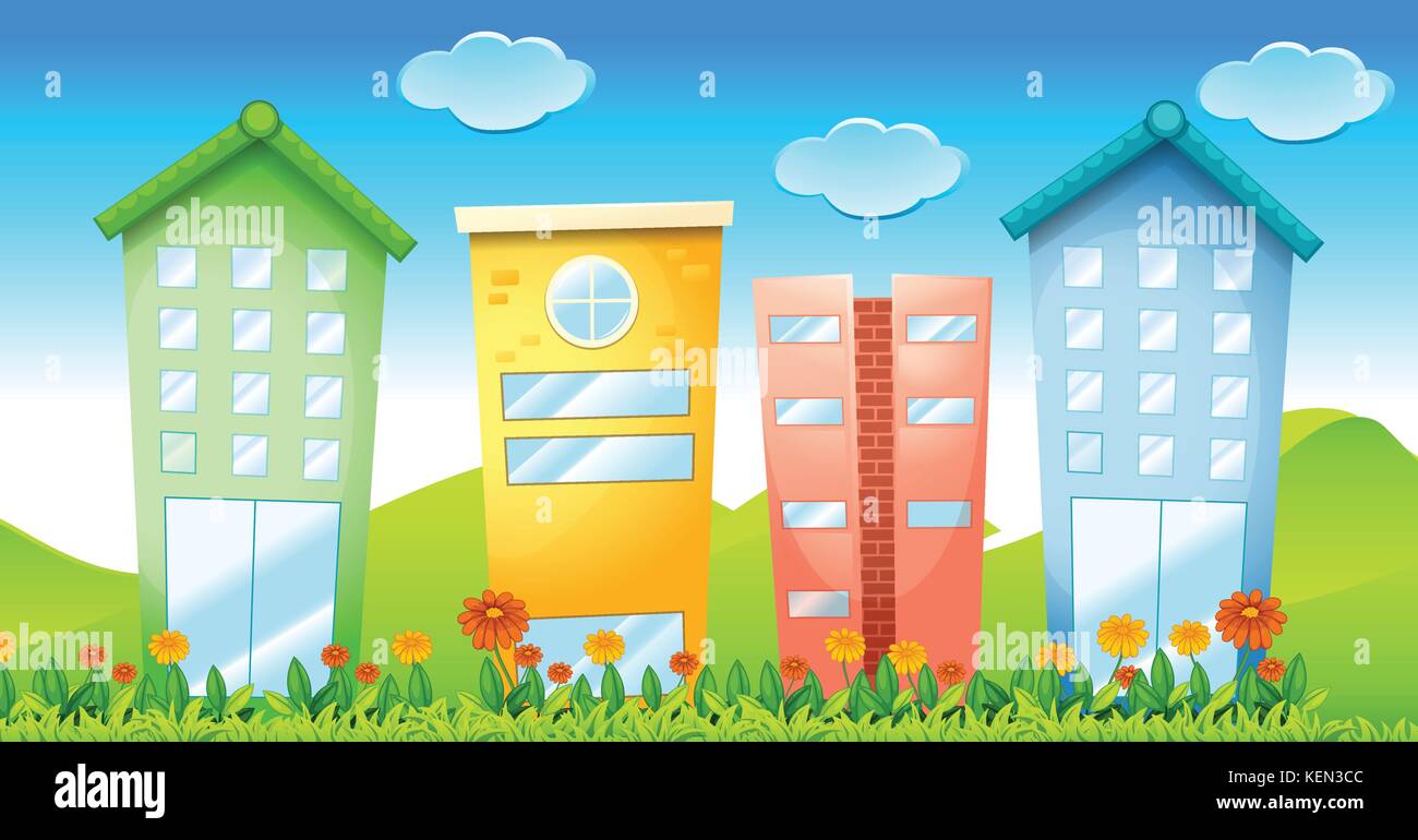 Buildings with blue windows Stock Vector Images - Alamy