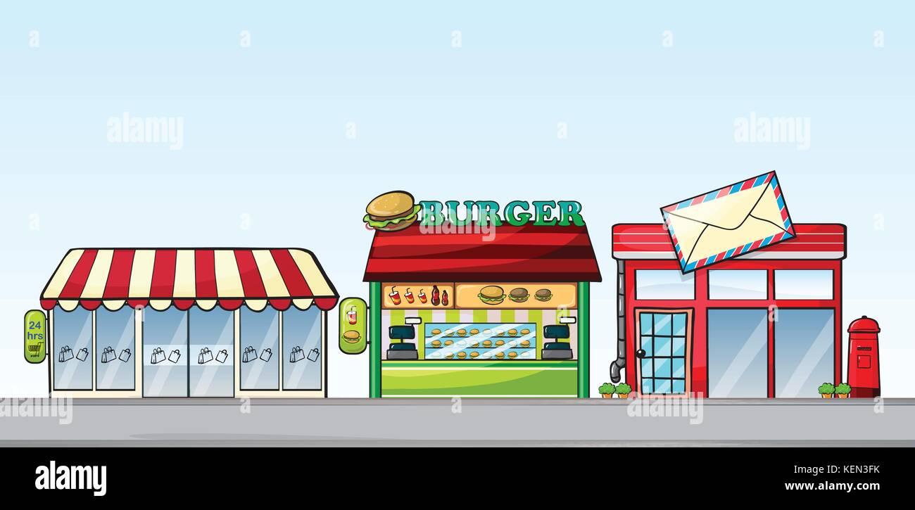 Illustration of many shops Stock Vector Image & Art - Alamy