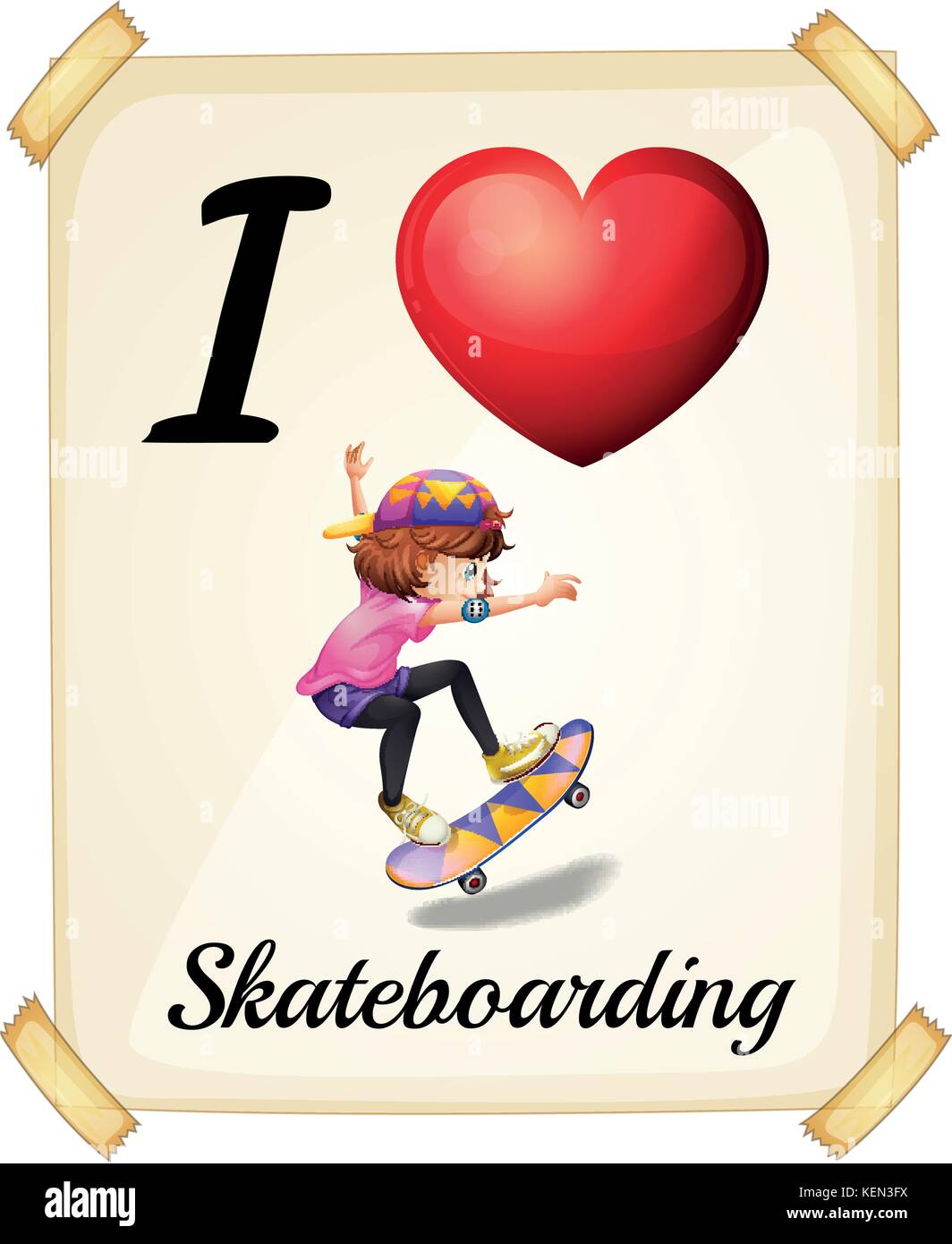 Illustration of i love skateboarding sign Stock Vector Image & Art - Alamy