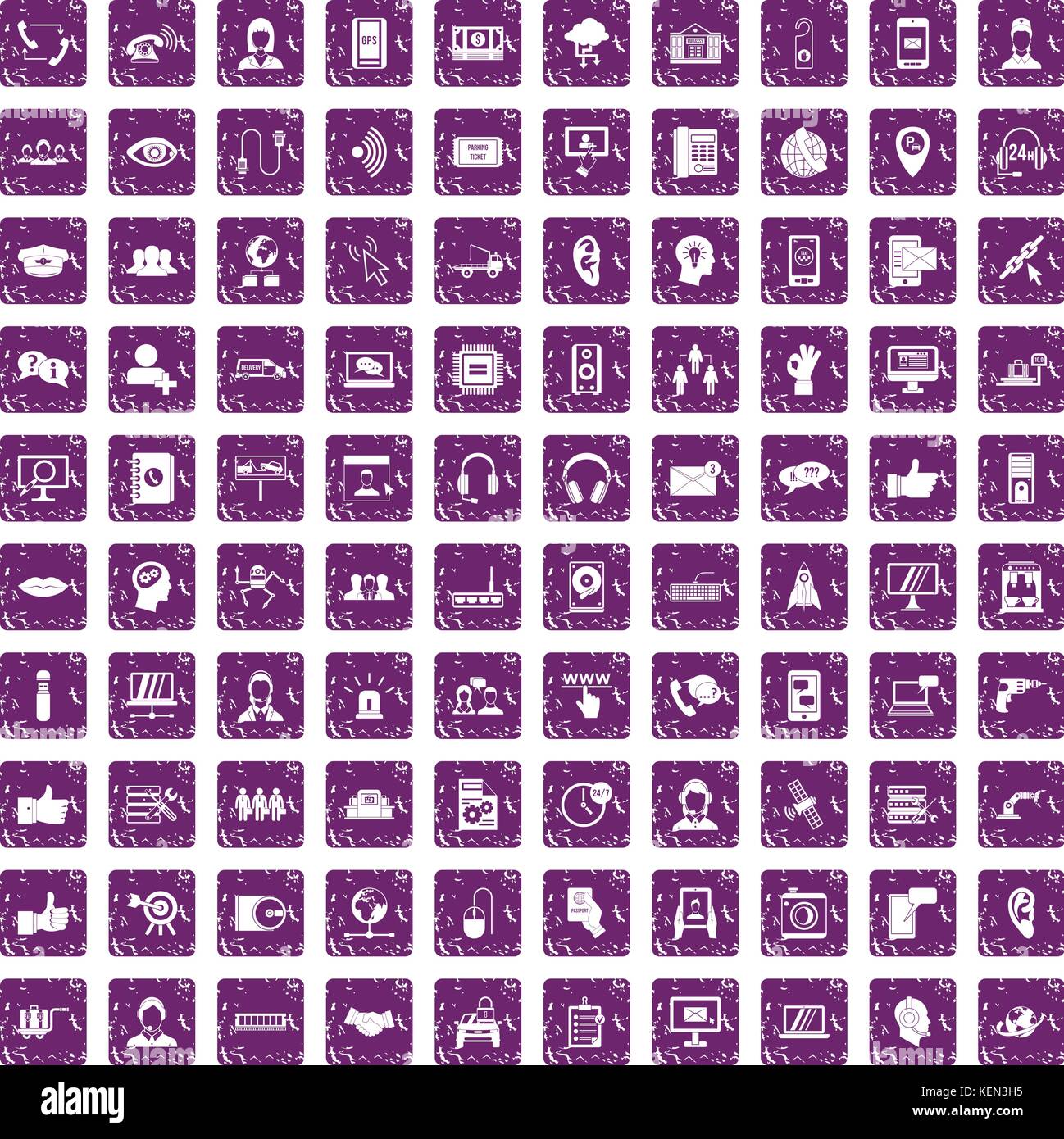 100 call center icons set grunge purple Stock Vector Image & Art - Alamy