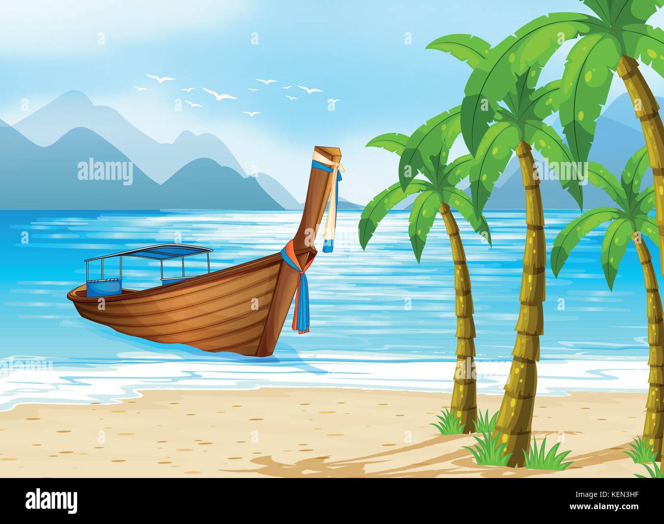 Illustration of a boat floating on the sea Stock Vector Image & Art - Alamy